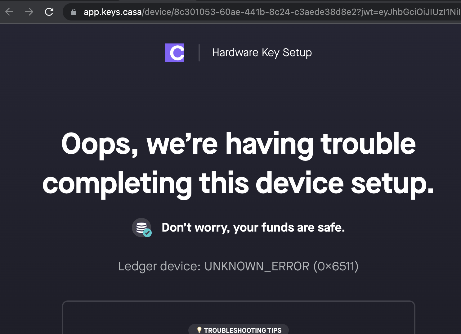 Ledger troubleshooting